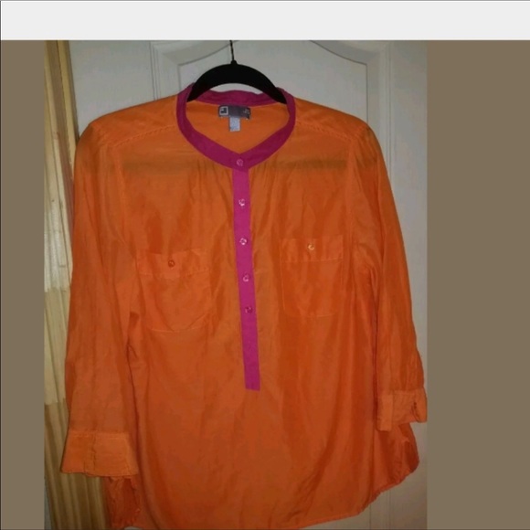 jcpenney | Tops | Silk Pink Orange Top | Poshmark